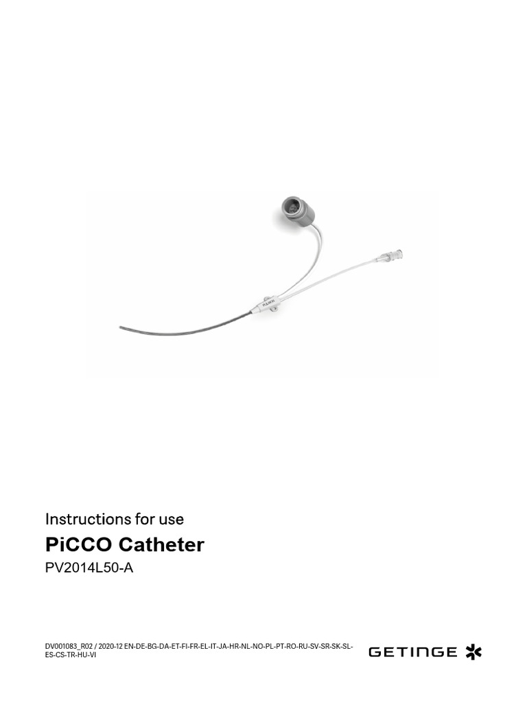 85455-Ifu Picco Catheter Pv2014l50-A Int | PDF | Electrical Connector | Catheter