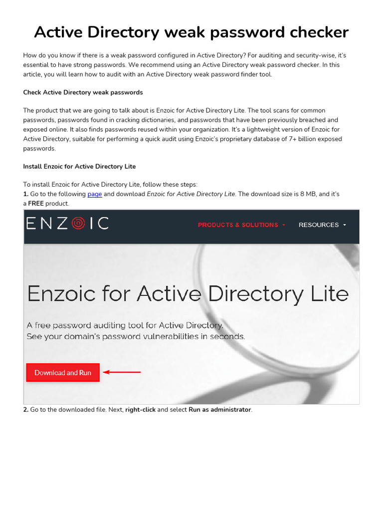 Active Directory Weak Password Checker | PDF | Active Directory | Password Active Directory Weak Password Checker | PDF | Active Directory | Password