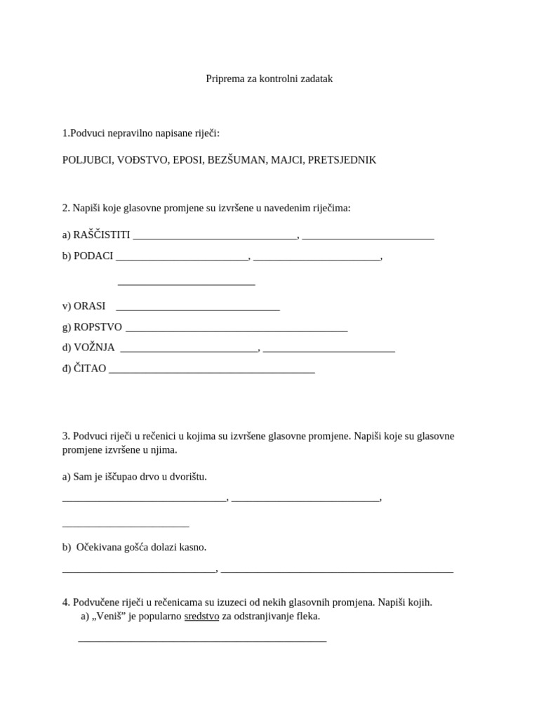 Priprema Za Kontrolni | PDF