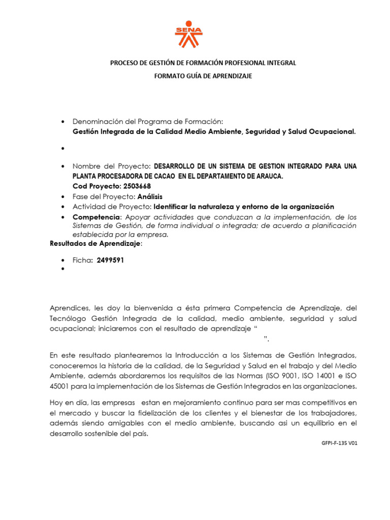 GFPI-F-135 - Guia N 1 - Introduccion Al SGI | PDF | Calidad (comercial) | Sistema de manejo de ...