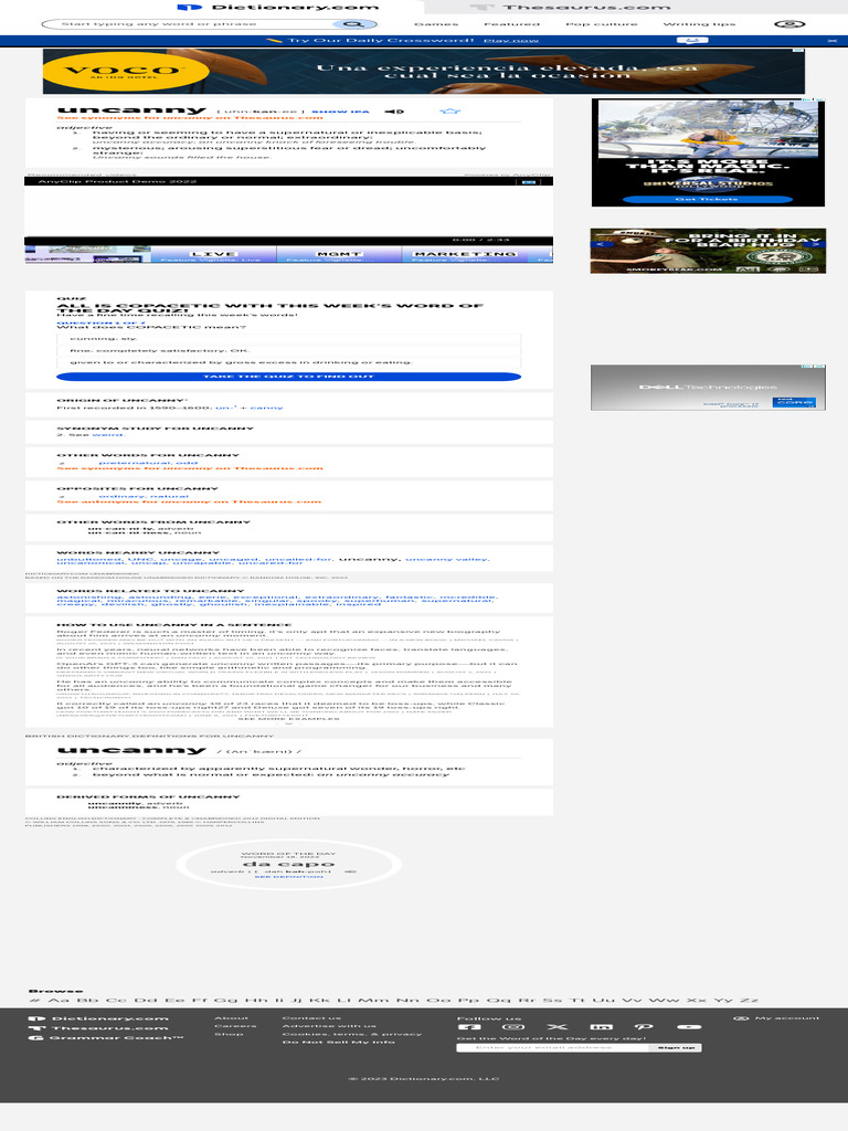 UNCANNY Definition & Usage Examples | PDF | Linguistics