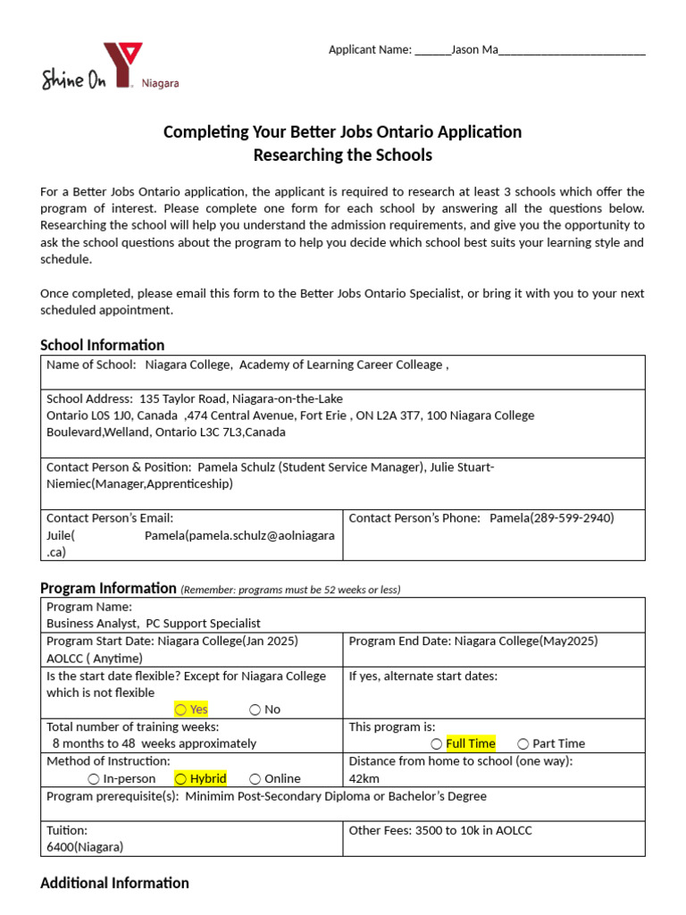 Better Jobs Ontario Application Guide | PDF