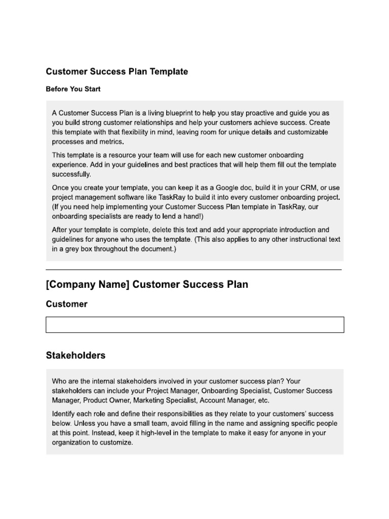Customer Success Plan | PDF
