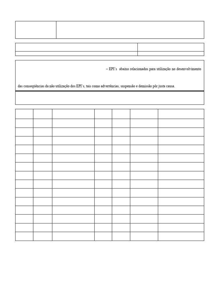 Controle de EPI na Zanti Montagens | PDF