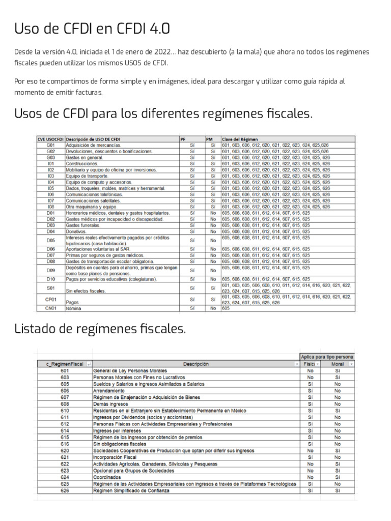 Uso de CFDI en CFDI 4.0 | PDF