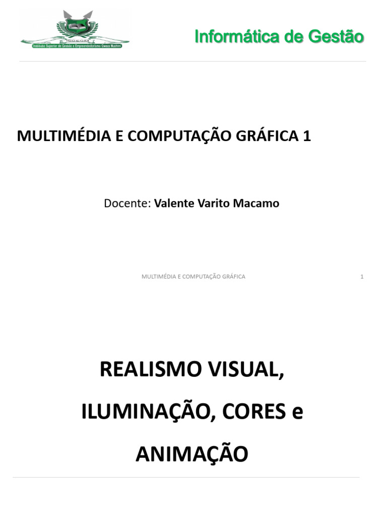 MCG1 - Realismo Visual, Ilumicao, Cores e Animacao | PDF | Cor | Reflexão (Física)