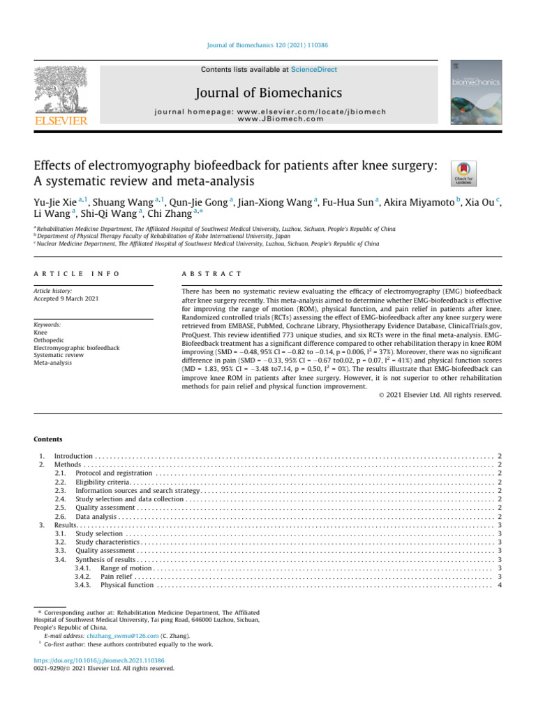EMG Biofeedback Post-Knee Surgery Review | PDF | Electromyography ...