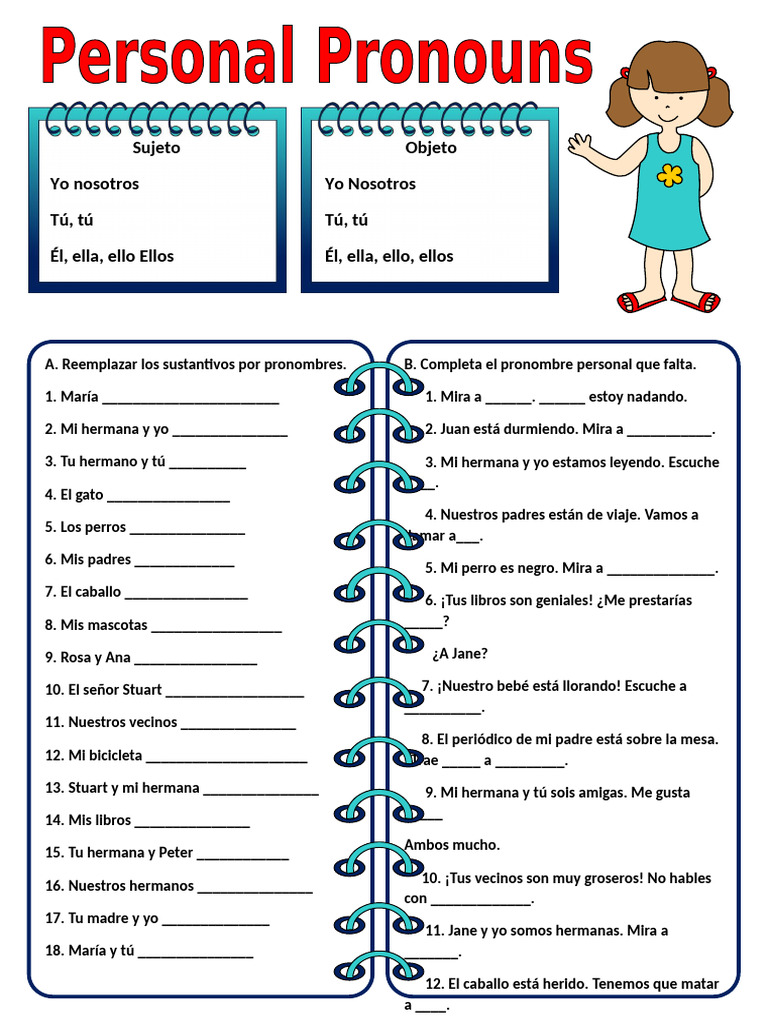 Pronombres Personales Diversión Actividades Juegos - 48629 | PDF ...