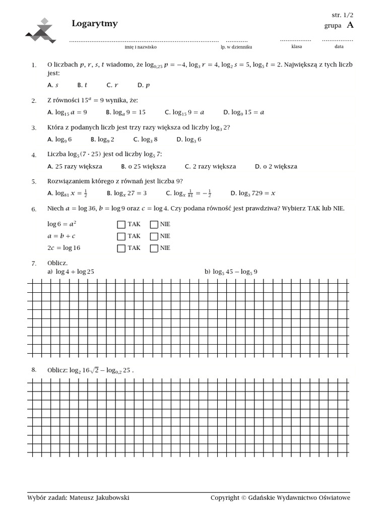 logarytmy | PDF