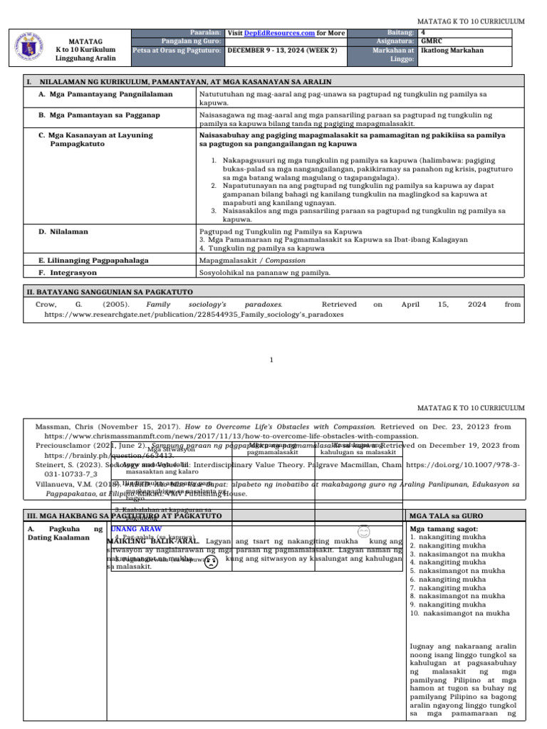 DLL Matatag - GMRC 4 q3 w2 | PDF