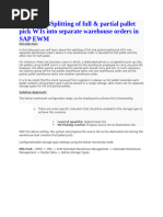 Splitting of Full & Partial Pallet Pick WTs Into Separate Warehouse Orders in SAP EWM | PDF ...