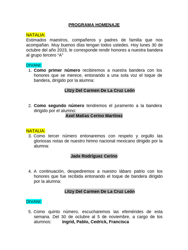 Programa Homenaje | PDF | México