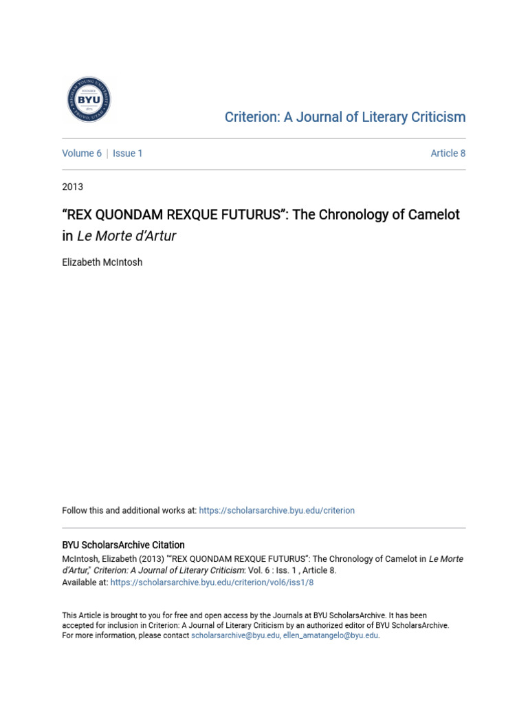 The Chronology of Camelot in - em - Le | PDF | Galahad | Lancelot