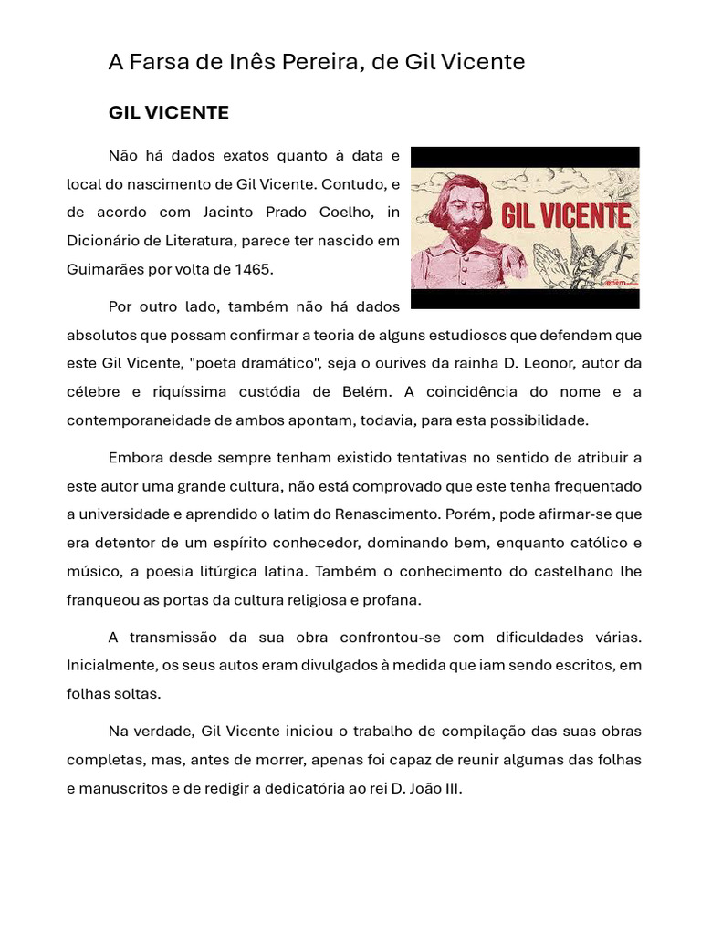 A Farsa de Inês Pereira | PDF