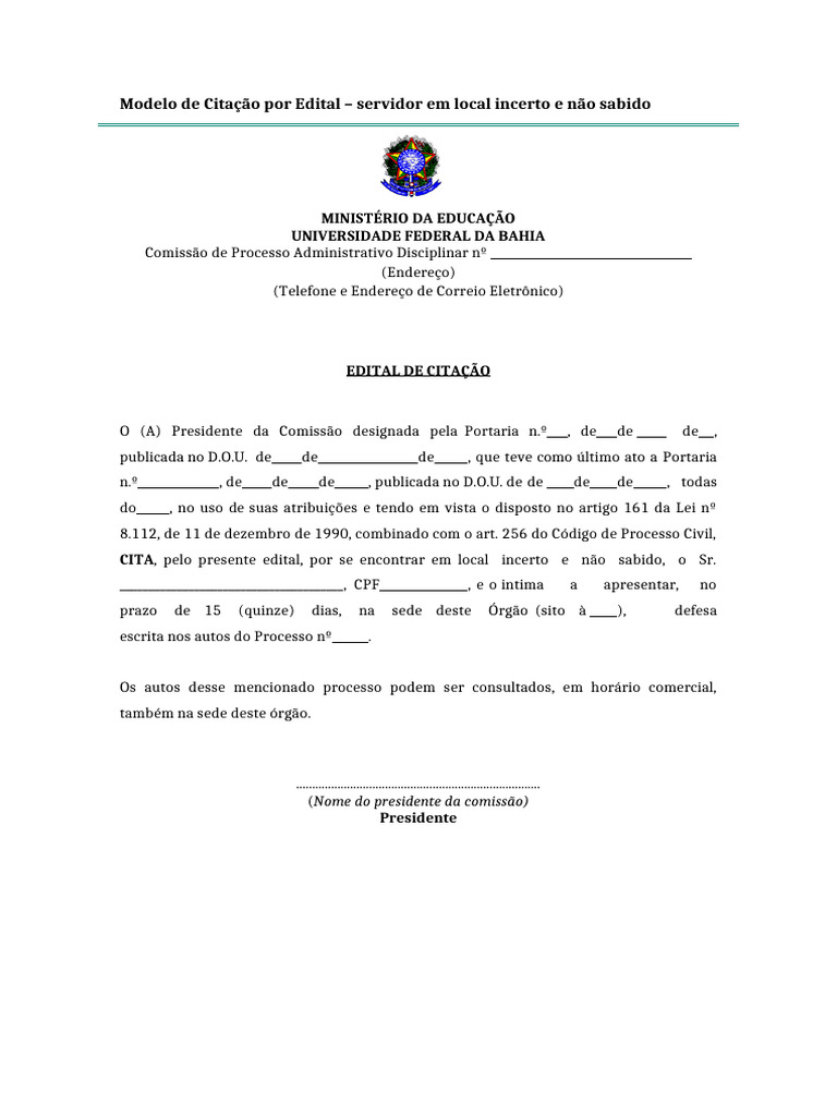 Modelo de Citacao Por Edital | PDF