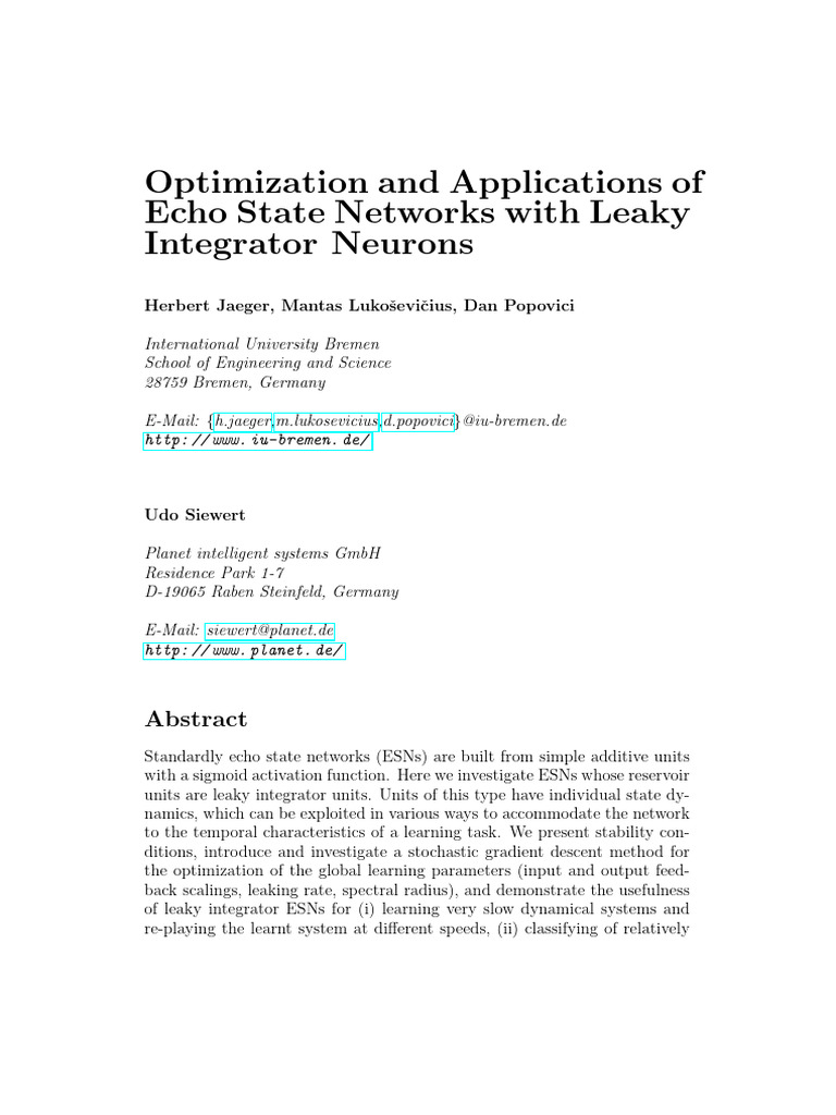 Echo State Networks for Engineers | PDF | Applied Mathematics ...
