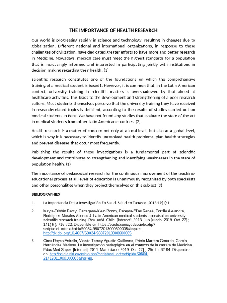 Significance of Health Research Today | PDF | Health Care