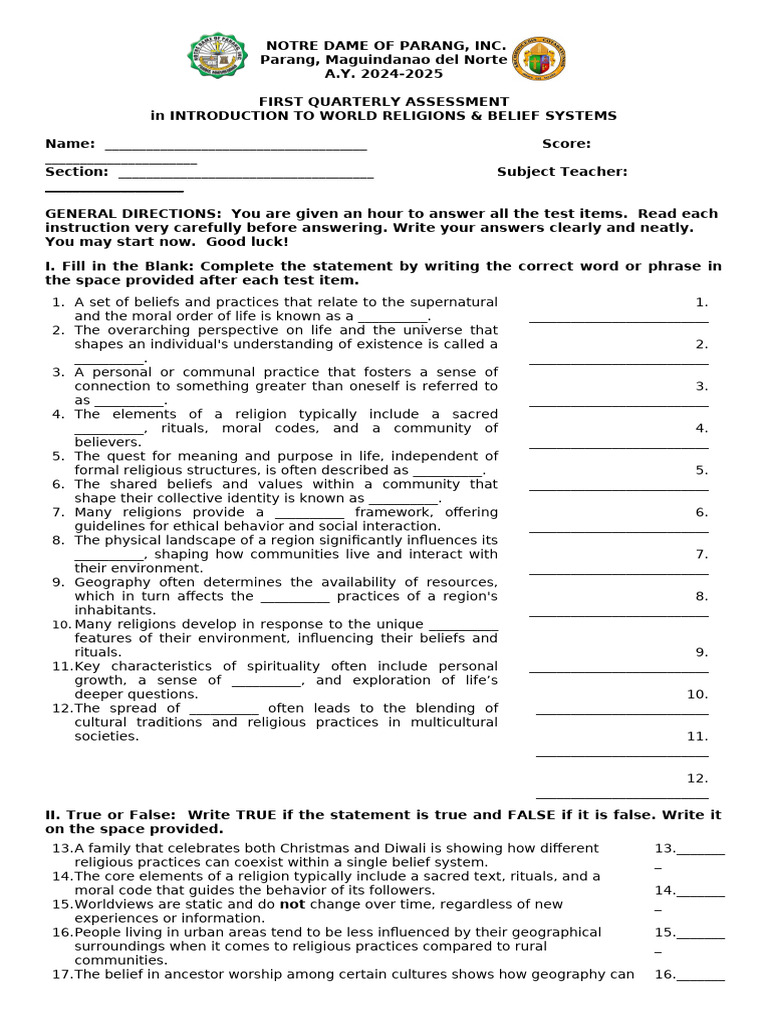 IWRBS TQs Q1 | PDF | Salvation | Trinity