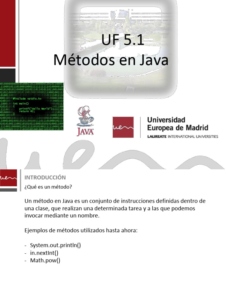 UF 5.1 - Metodos en Java | PDF | Java (lenguaje de programación) | Programación de computadoras
