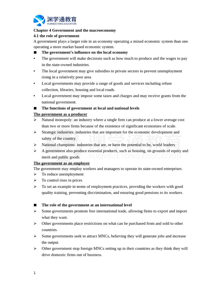 Government's Role in Macroeconomics | PDF | Taxes | Inflation