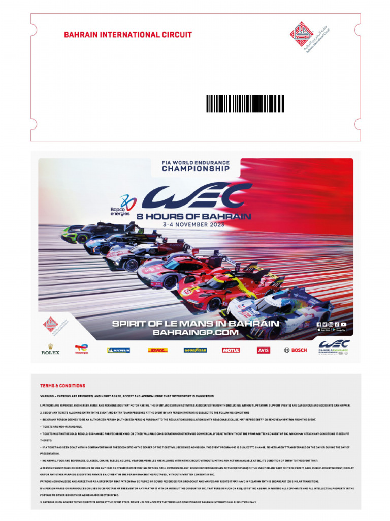 Main Grandstand Complimentary Tickets | PDF