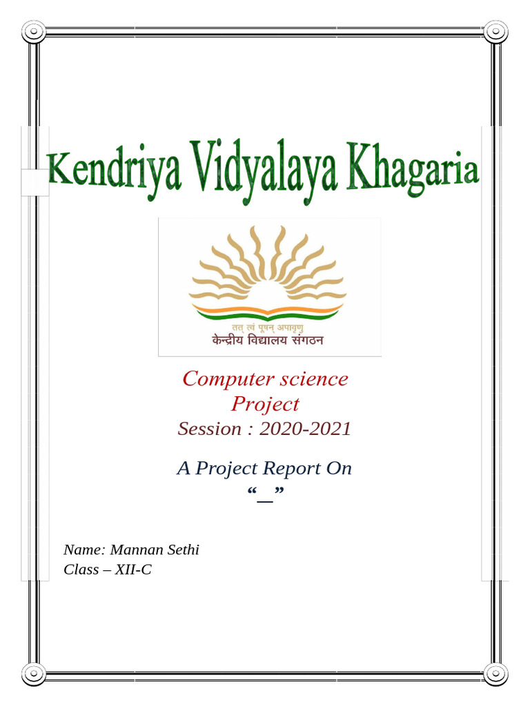 Computer Science Class XII 2021 22 Investigatory Project | PDF | My Sql | Python (Programming ...