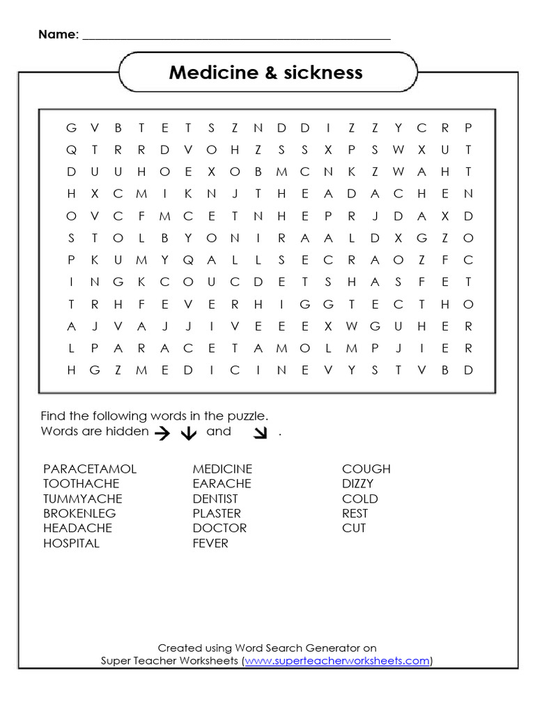 Worksheets Medicine Sickness-1 | PDF