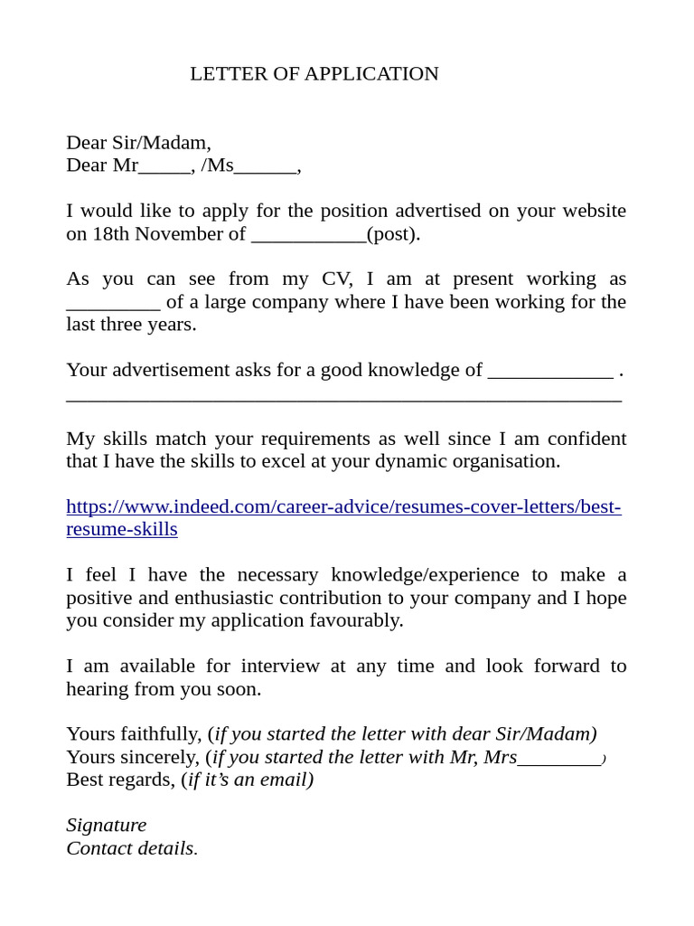 Letter of Application | PDF