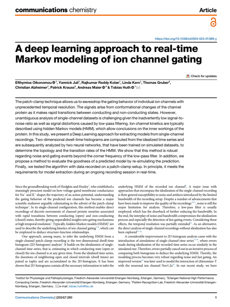 A Deep Learning Approach To Real-Time Markov Modeling of Ion Channel ...
