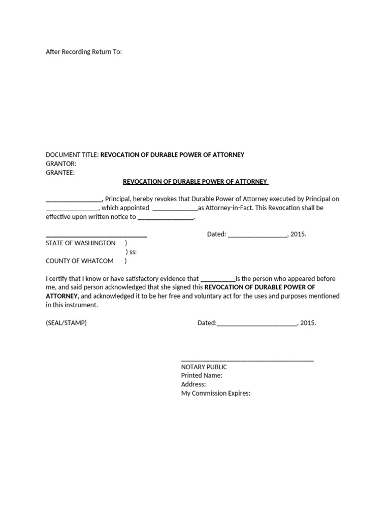Revocation of Durable Power of Attorney | PDF