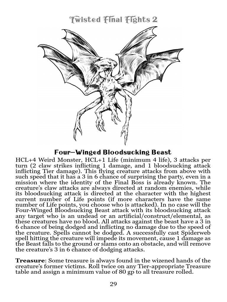 Four winged bloodsucking beast for patreon | PDF