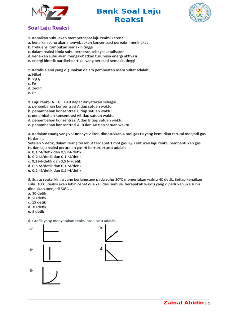 PA - Soal Kelas XI - Laju Reaksi | PDF