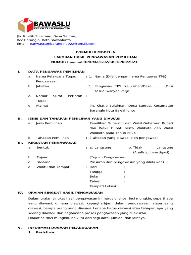 .Format Form A Pilkada 2024 | PDF