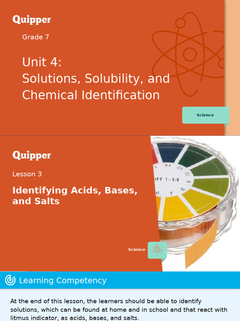 Sci 7 Unit 4 L3 | PDF | Acid | Ph
