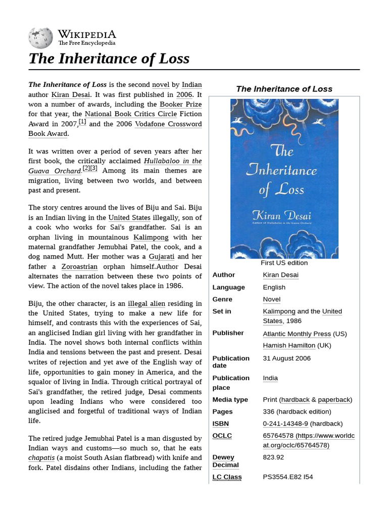The Inheritance of Loss | PDF | Books About India | English Language Novels