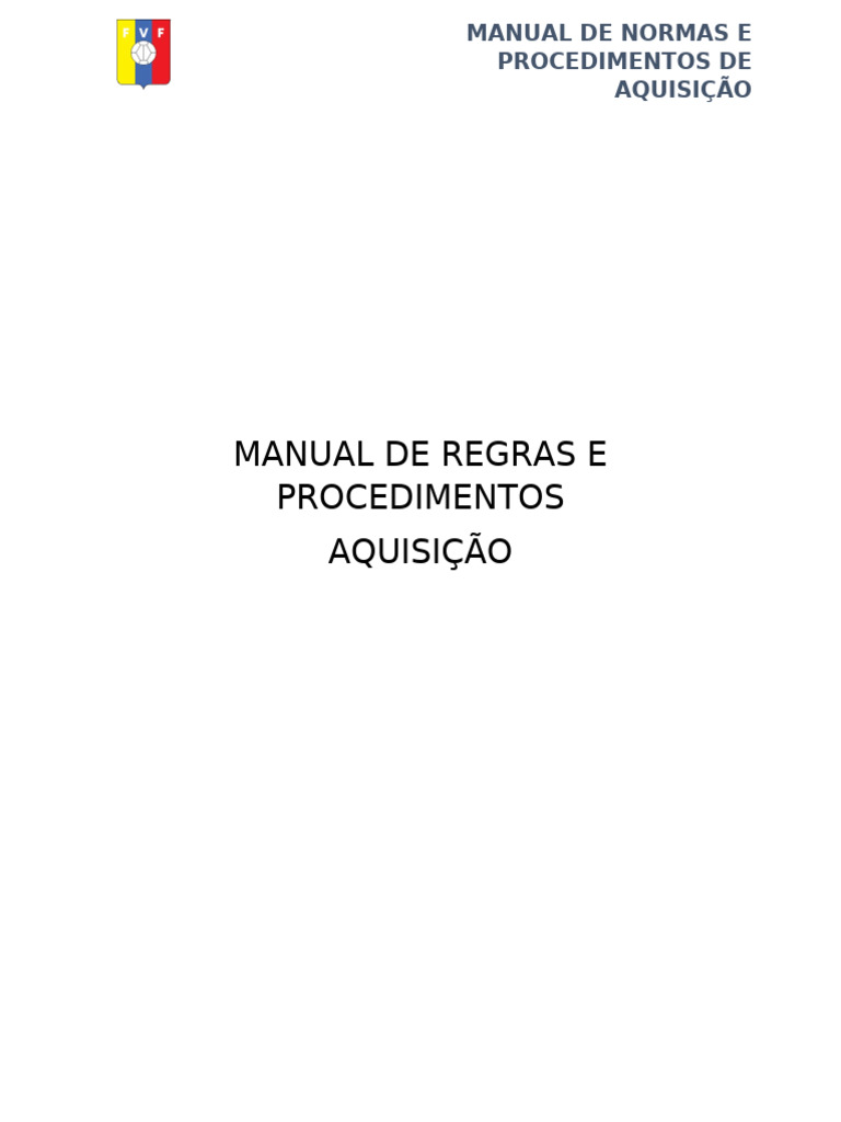Normas e Procedimentos de Aquisição FVF | PDF | Custo