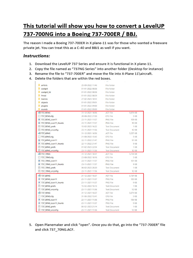 X Plane-11 LevelUP 737-700NG Conversion Instructions | PDF