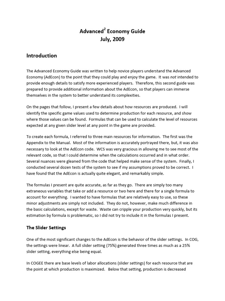 Advanced Advanced Economic Guide | PDF