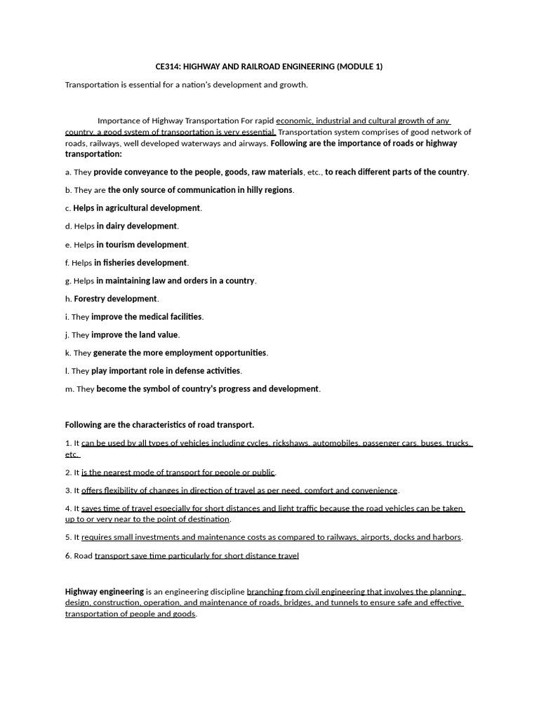 Highways Module 1 2 Reviewer Pdf Controlled Access Highway Road
