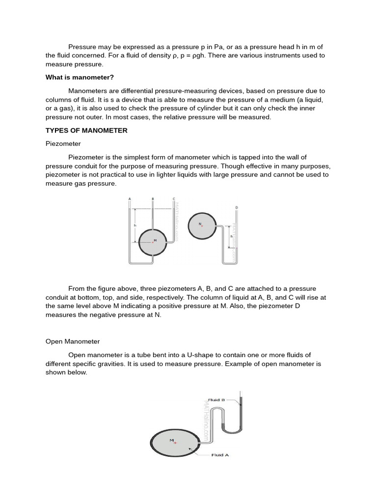 Manometer | PDF | Pressure Measurement | Pressure