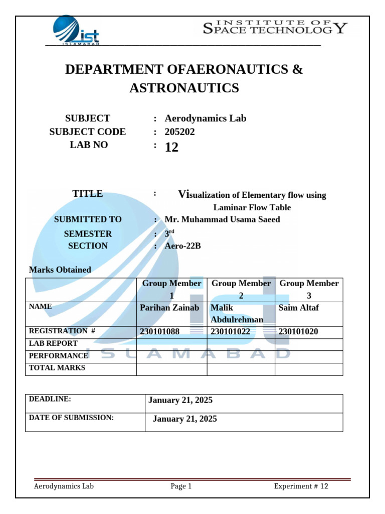 Aerodynamics Lab Report 12 PAS | PDF | Fluid Dynamics | Laminar Flow