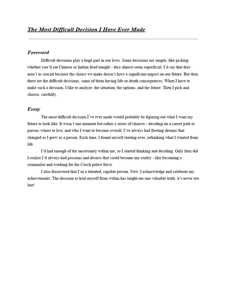 Navigating Life's Toughest Choices | PDF