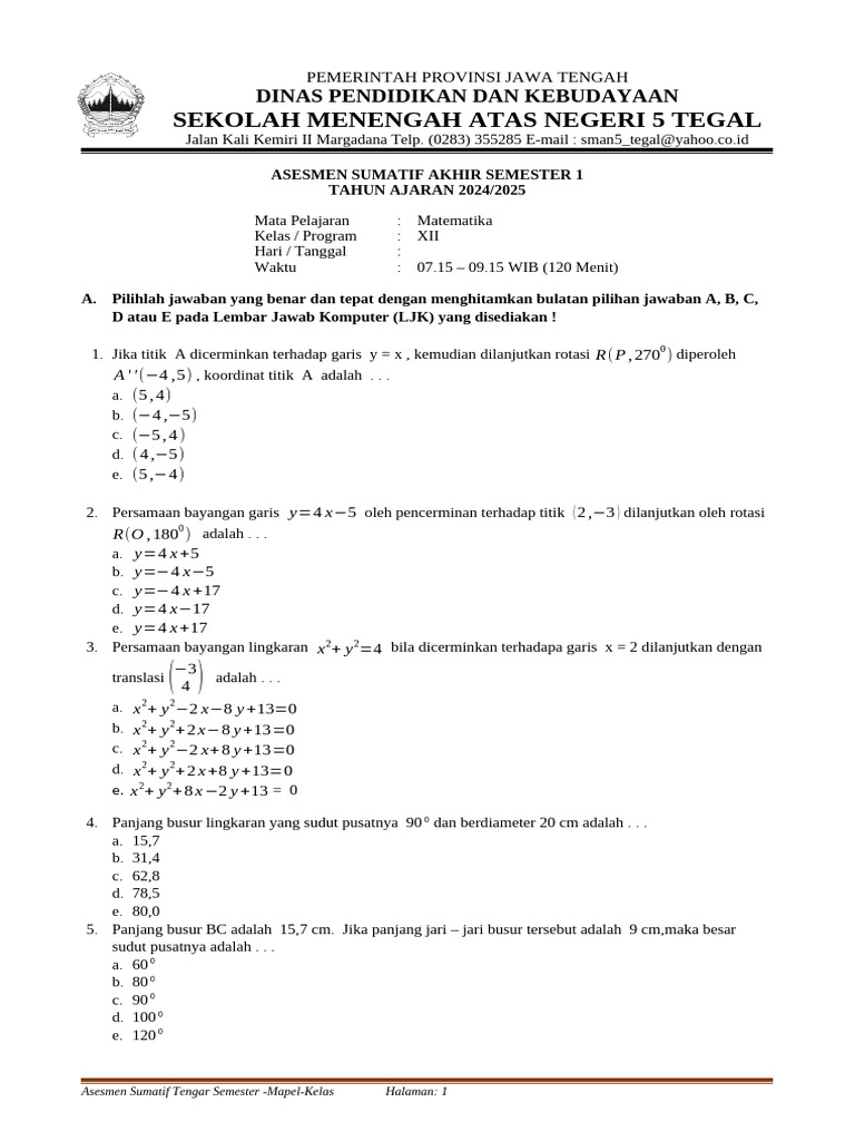 Soal Mat Kls Xii | PDF