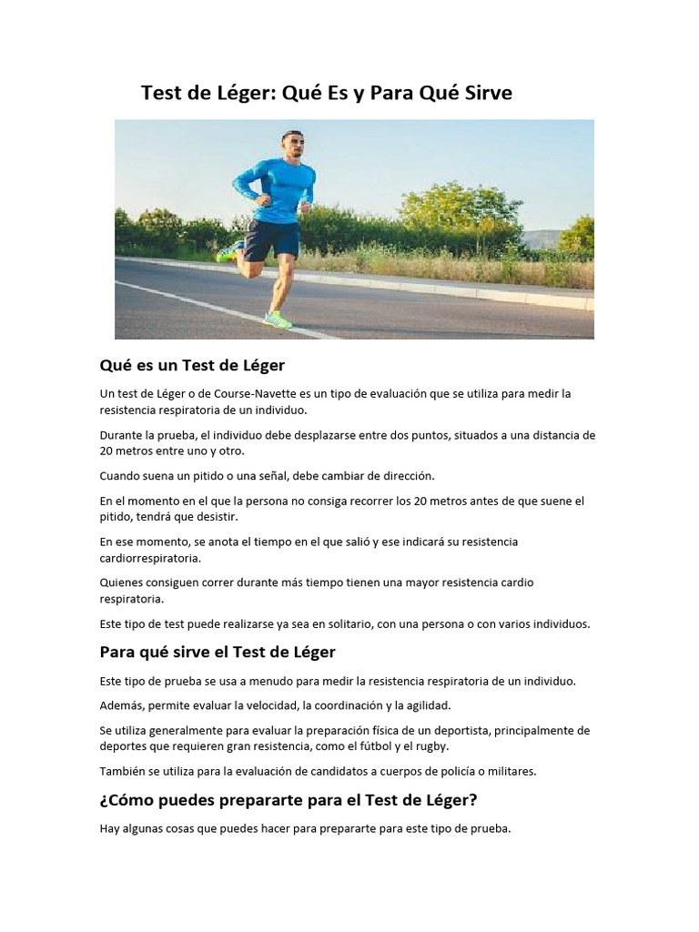 Test de Léger: Evaluación de Resistencia | PDF