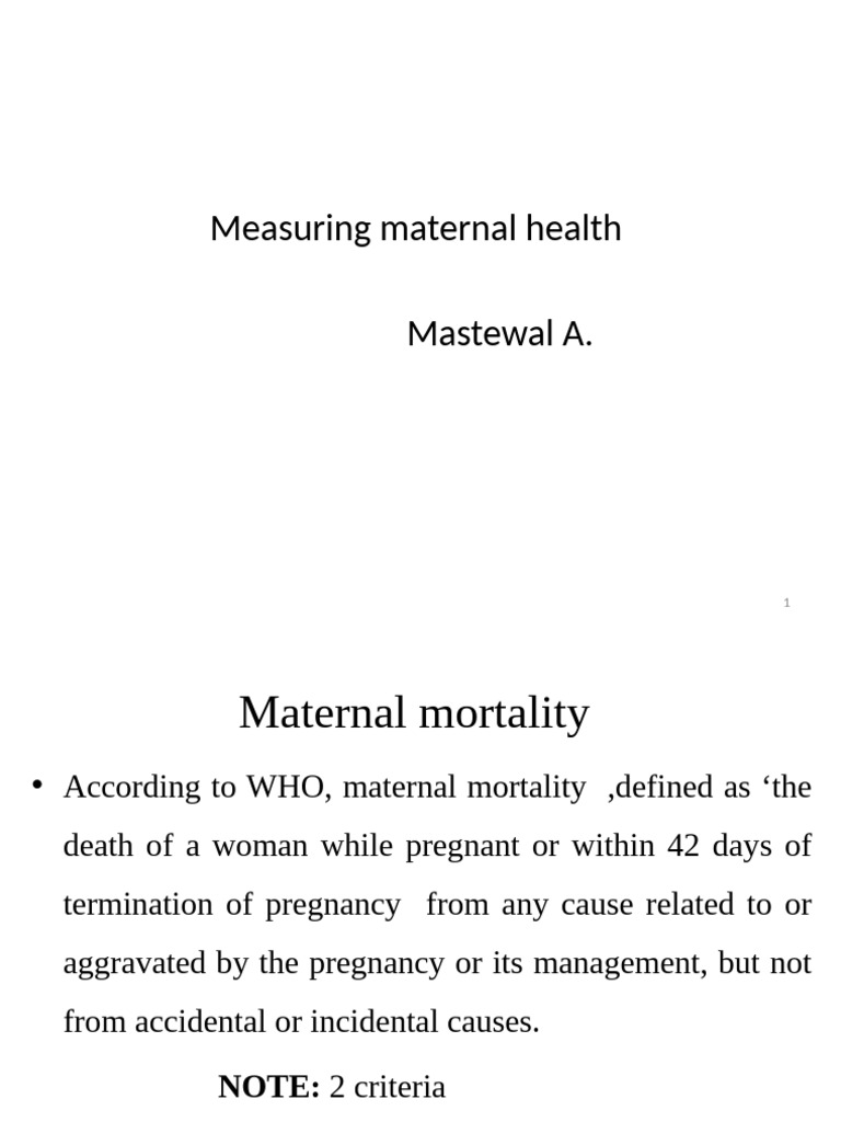 Lecture 2. Maternal Health | PDF | Maternal Death | Pregnancy