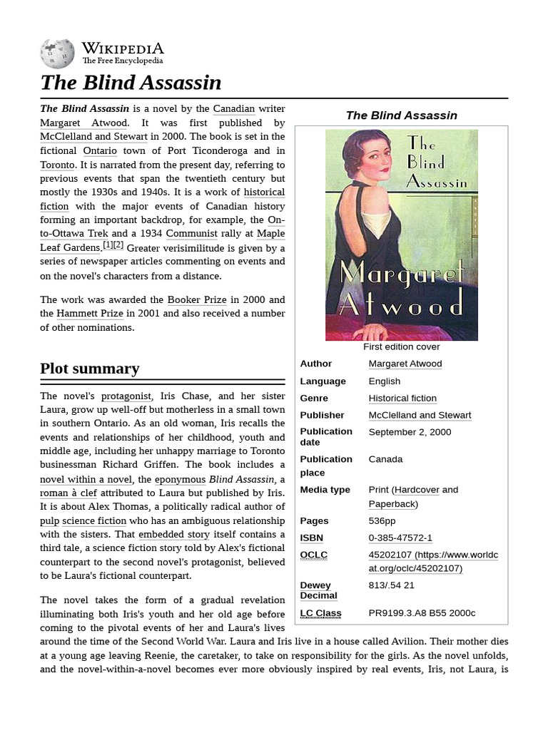 The Blind Assassin | PDF | Novels | Canadian Novels