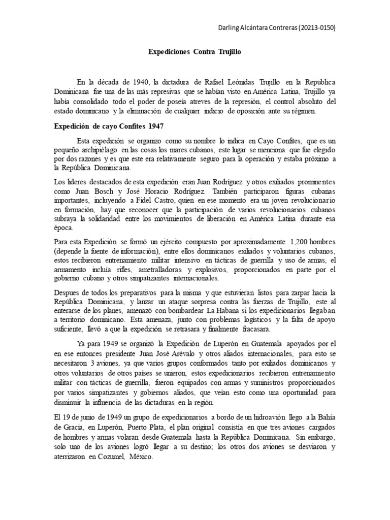 Expediciones Contra Trujillo | PDF | Cuba | República Dominicana