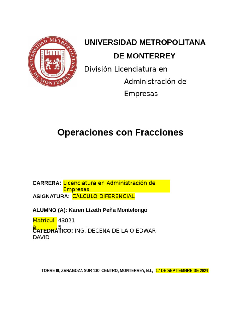 Portada de Actividades UMM TIII | PDF