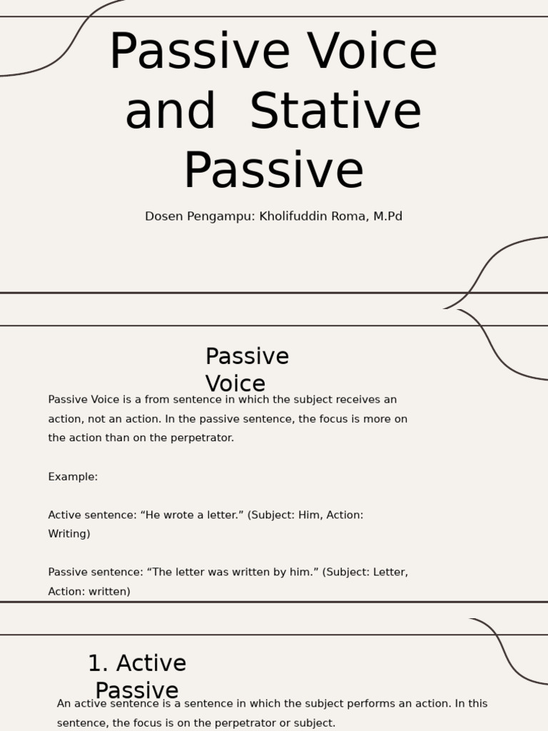 Passive Voice and Stative Passive Kel 7 | PDF