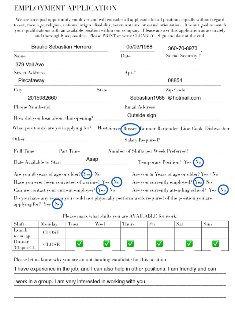 Employment Application 005 | PDF